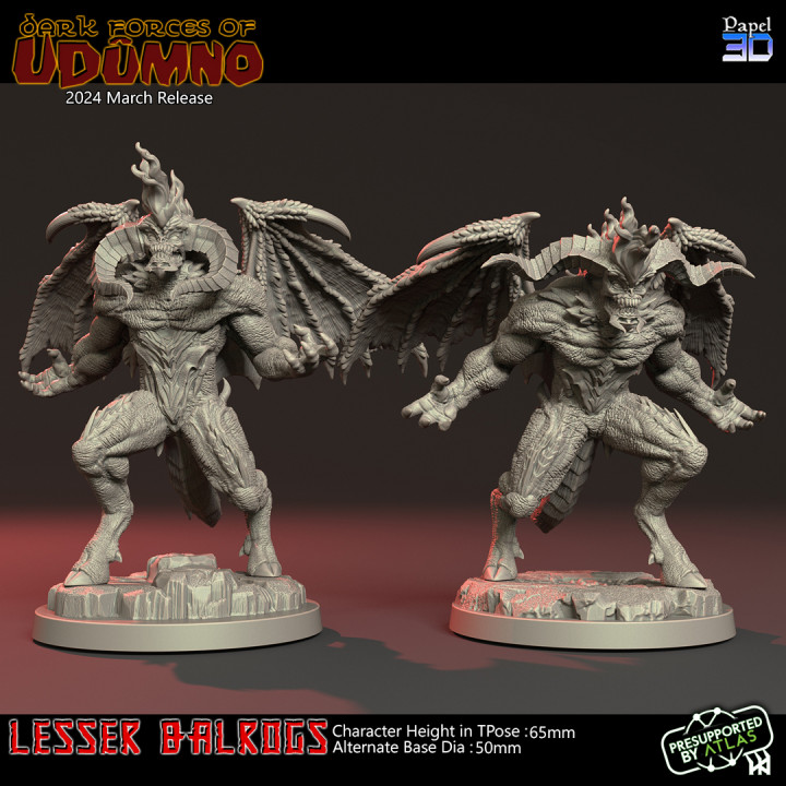3D Printable Lesser Balrogs by Papel 3D