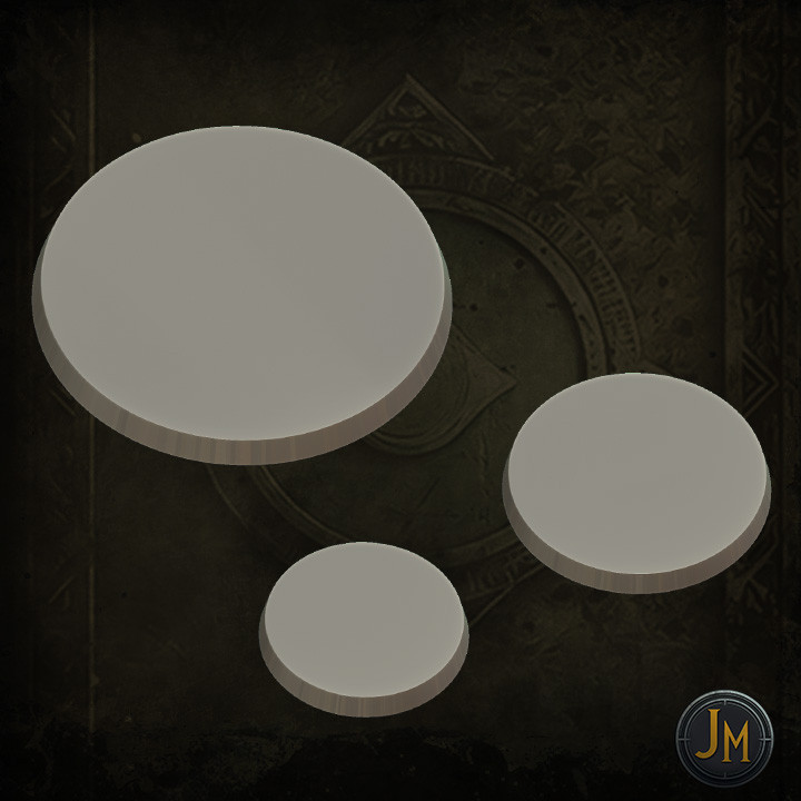 3D Printable 25 - 32 - 50mm Basic Round Bases by Jandro Marquez