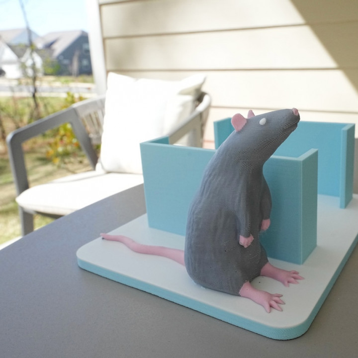 3D Printable Rat Post-it dispenser by Philippe Barreaud