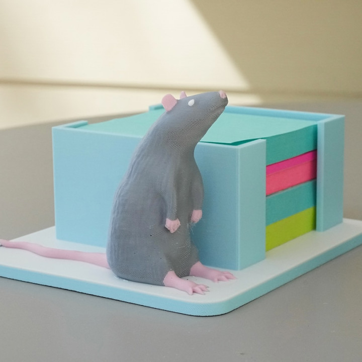 3D Printable Rat Post-it dispenser by Philippe Barreaud