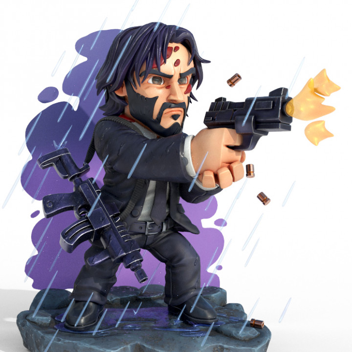3D Printable John Wick Chibi - Fee 3d Printable by Ronin Arts Workshop