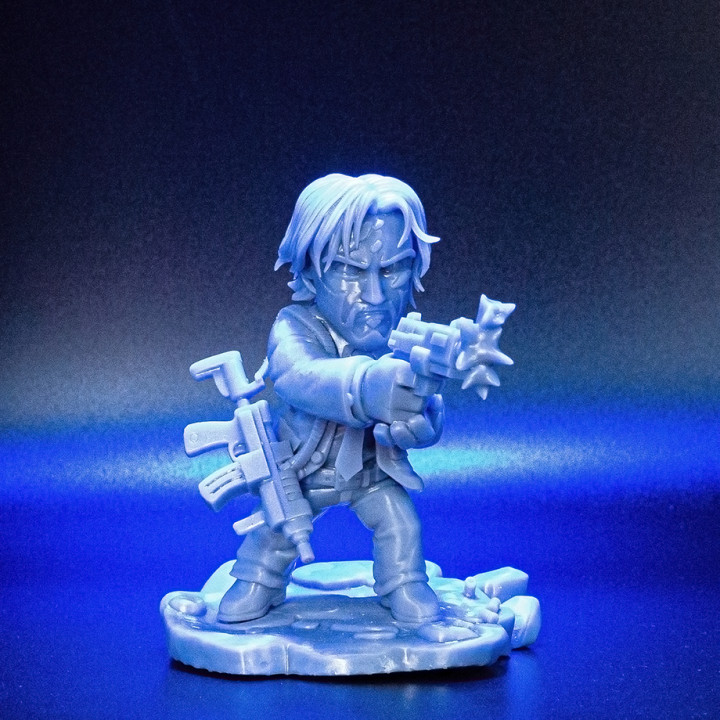 3D Printable John Wick Chibi - Fee 3d Printable by Ronin Arts Workshop