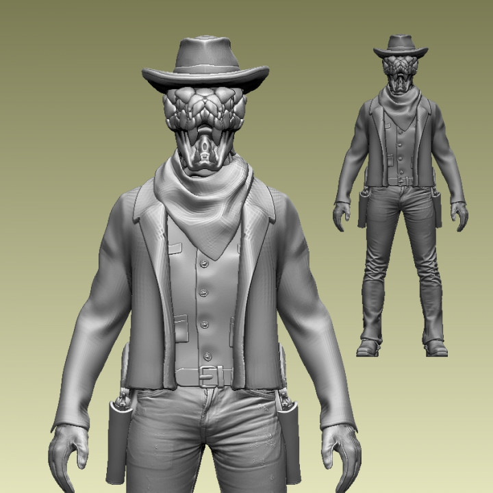 3D Printable snake cowboy by 3Dimontis