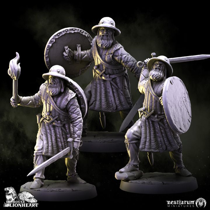 3D Printable Militia Footmen x3 | House Lionheart | Knights by ...