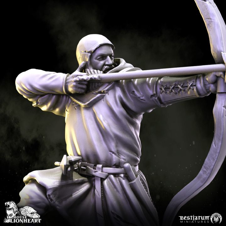 3D Printable Militia Archers x 3 by Bestiarum Miniatures