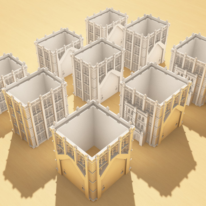 3D Printable Concretium aristocratic district - modular buildings by LumosMiniatureTerrain