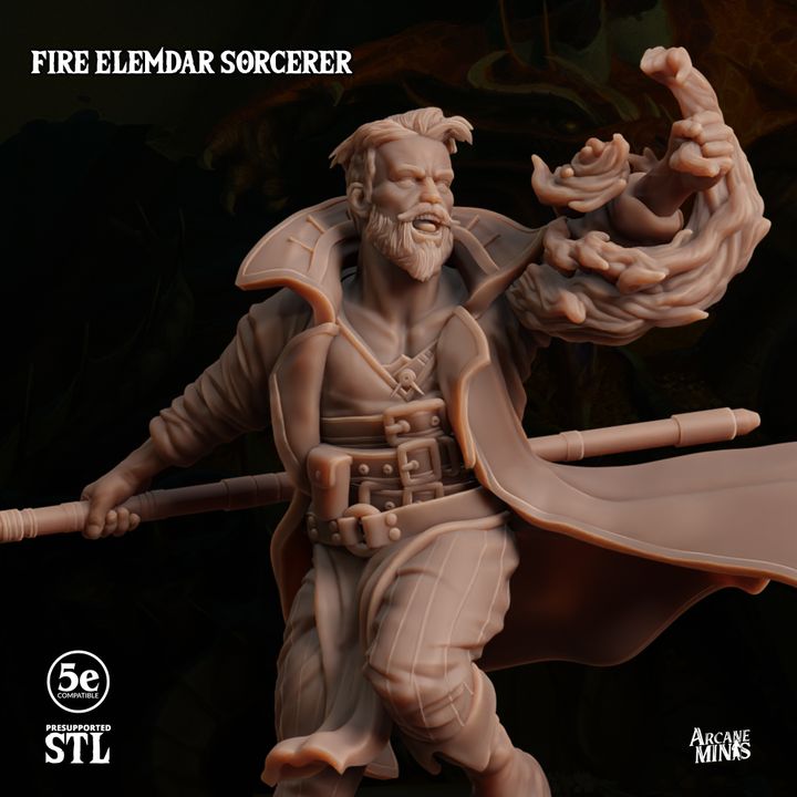 3D Printable Fire Elemdar Sorcerer by Sordane Publishing