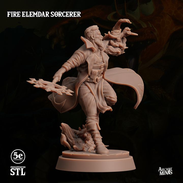 3D Printable Fire Elemdar Sorcerer by Sordane Publishing