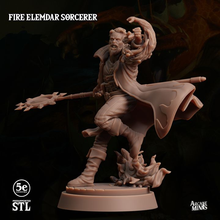 3D Printable Fire Elemdar Sorcerer by Sordane Publishing
