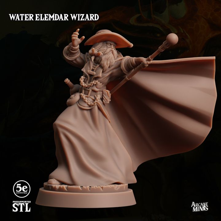 3D Printable Water Elemdar Wizard by Sordane Publishing