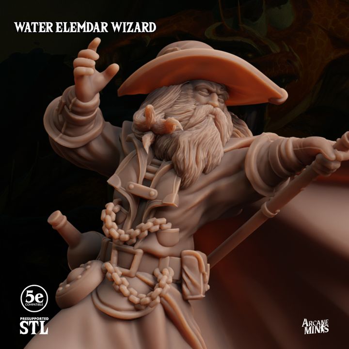 3D Printable Water Elemdar Wizard by Sordane Publishing