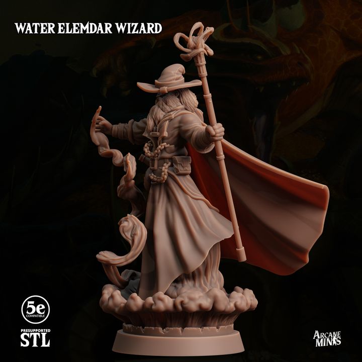 3D Printable Water Elemdar Wizard by Sordane Publishing