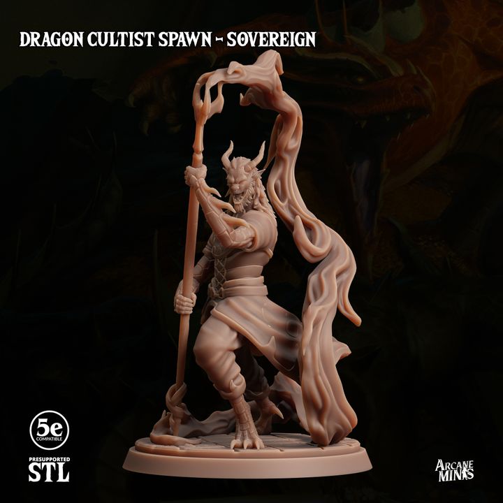 3D Printable Dragon Spawn Cultist - Sovereign by Sordane Publishing