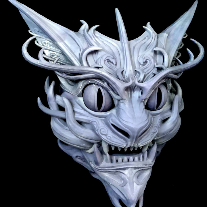 3D Printable Banekeno Japanese Mask ( Full Size) by Mini Monster Mayhem