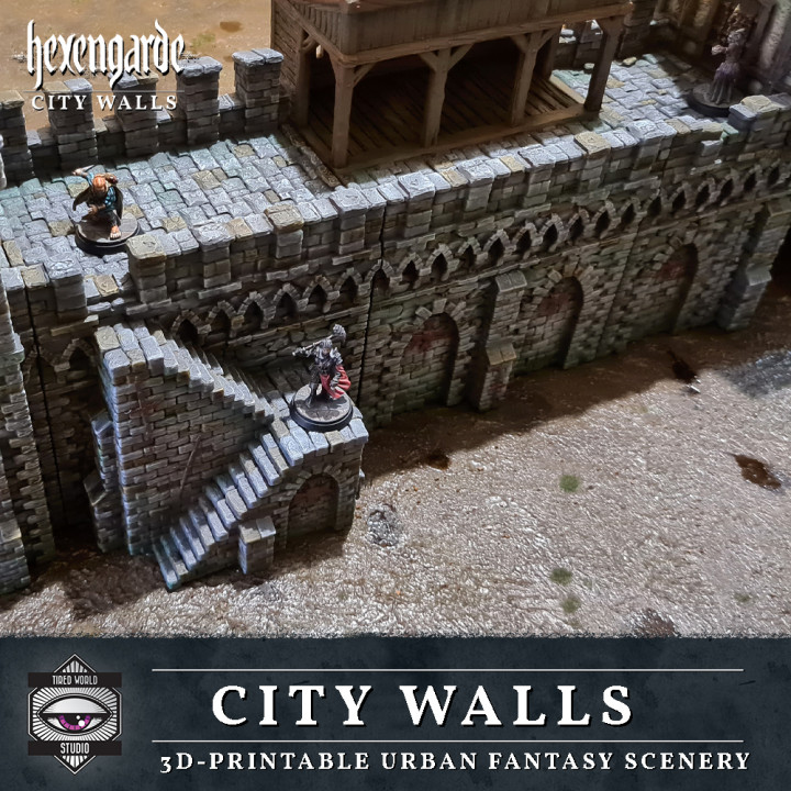 3D Printable City Walls by Tired World Studio