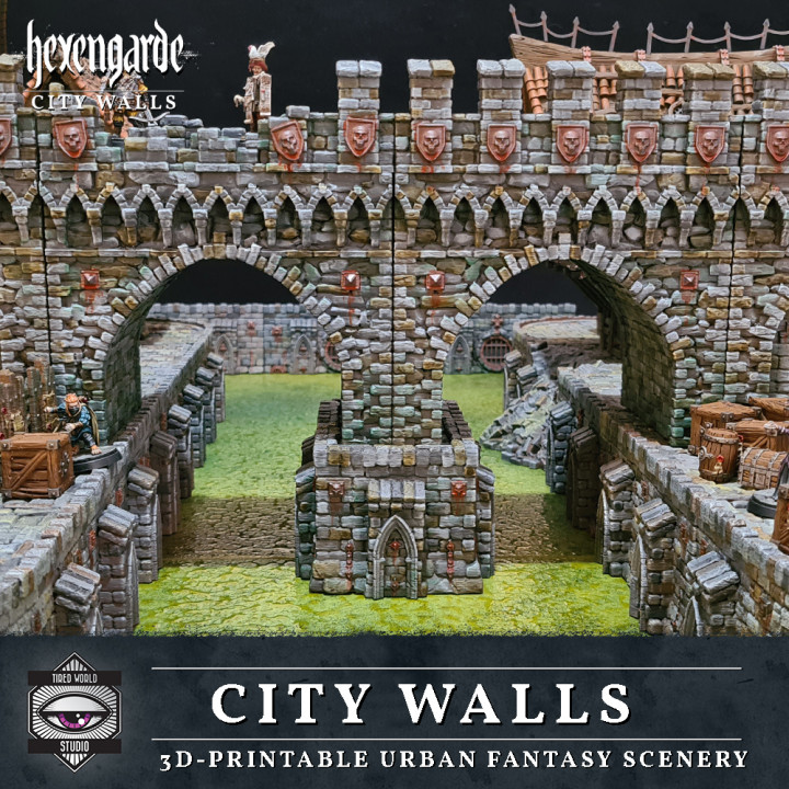 3D Printable City Walls by Tired World Studio