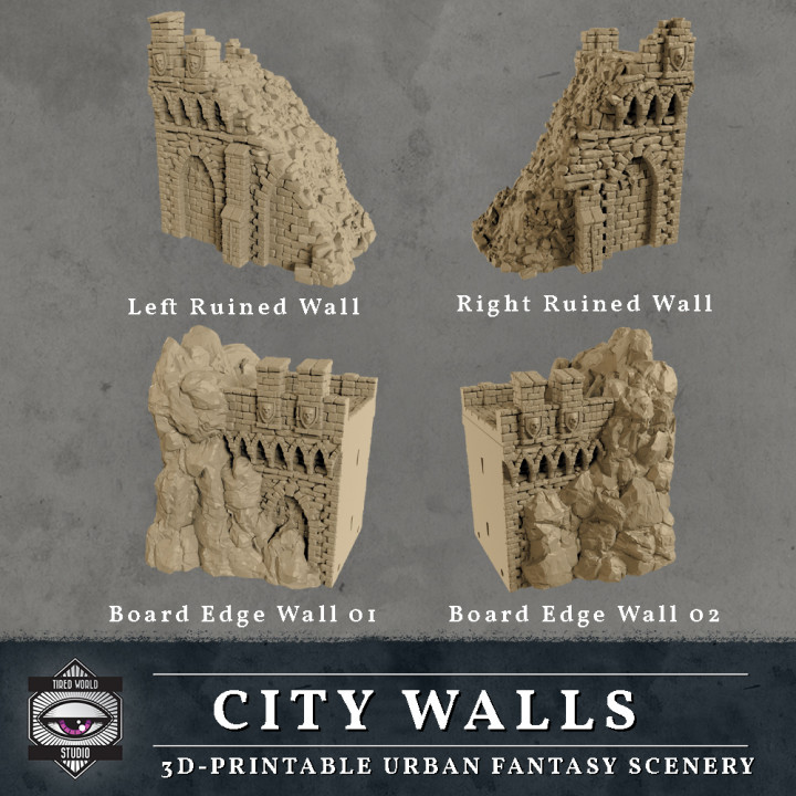 3D Printable City Walls by Tired World Studio