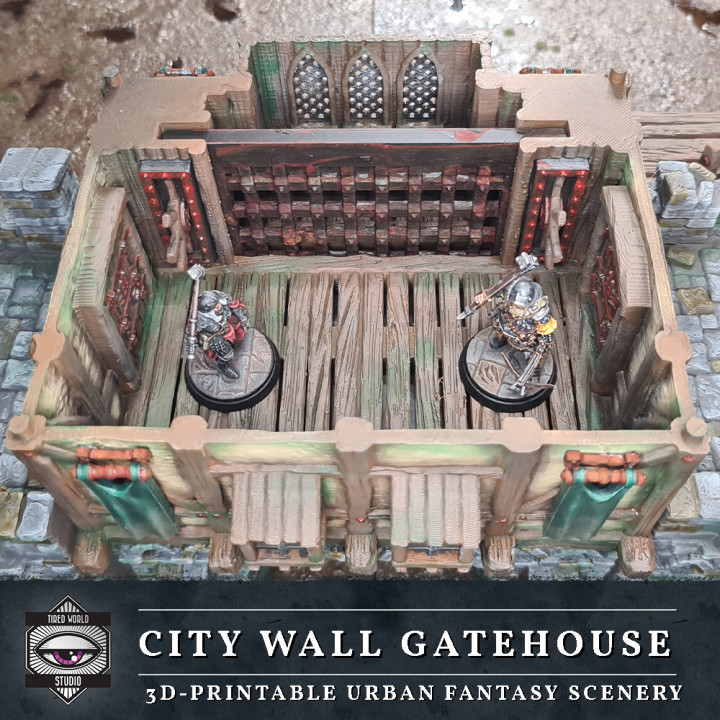 3D Printable City Wall Gatehouse by Tired World Studio