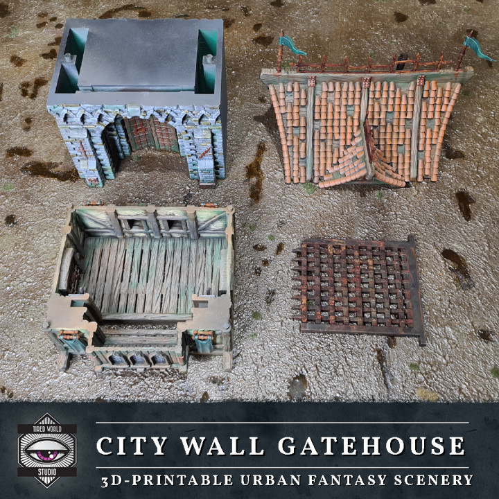 3D Printable City Wall Gatehouse by Tired World Studio