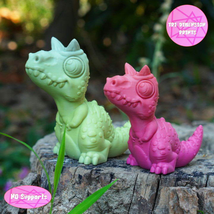 3D Printable Cute Carnotaurus Dinosaur (No Supports) by TriDimensionPrints