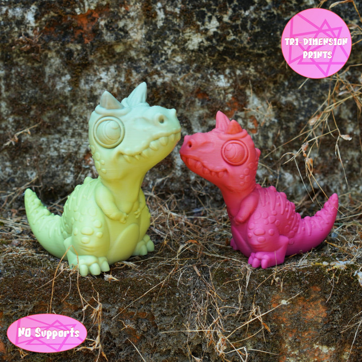 3D Printable Cute Carnotaurus Dinosaur (No Supports) by TriDimensionPrints