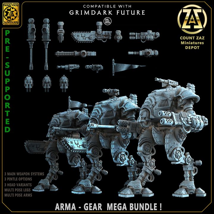 3D Printable MEGA BUNDLE - ARMOUR-GEAR - SQUIRE CLASS FIGHTING MECH by Adam Rodgers