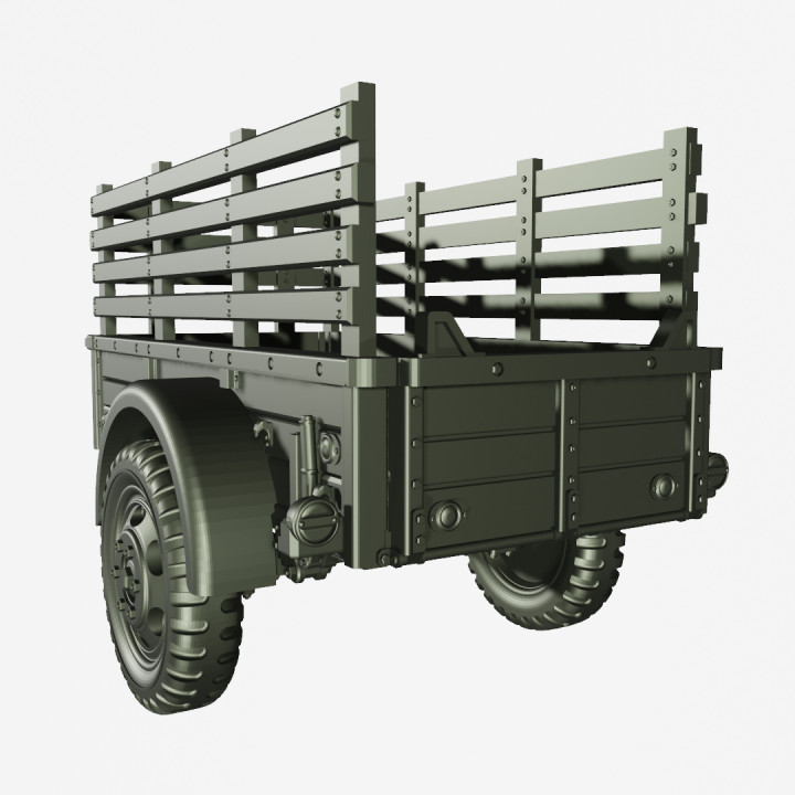 3D Printable Trailer Ben Hur 1-ton for Dodge WC (US, WW2) by Wargame3d