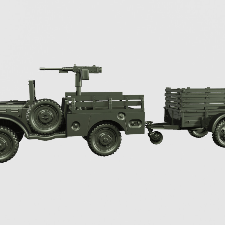 3D Printable Trailer Ben Hur 1-ton for Dodge WC (US, WW2) by Wargame3d