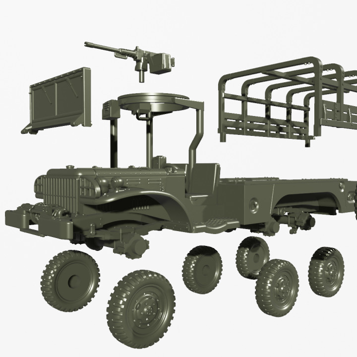 3D Printable Dodge WC-63 with winch + machine gun (1.5‑ton, 6x6) - open ...