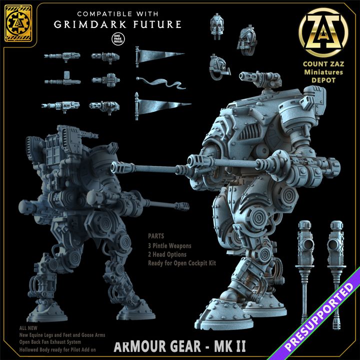 3D Printable ARMOUR - GEAR - Squire Class Fighting Mech by Adam Rodgers