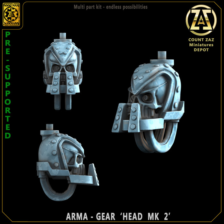 3D Printable ARMA-GEAR CUSTOM HEAD - MK 2 - SKULL-BUSTER by Adam Rodgers