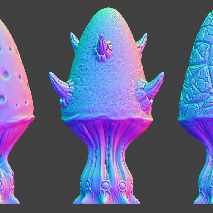 3D Printable Tabletop plant: "Mushroom Set C1" (Alien Vegetation 53) by ...