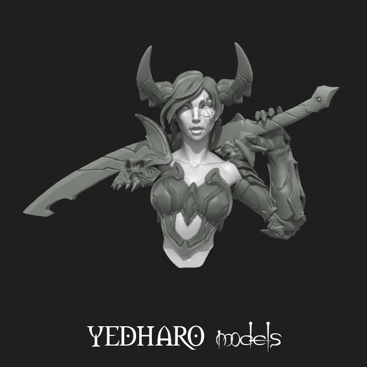 3D Printable Warrior Girl 03 V1 Bust by Yedharo Models SL