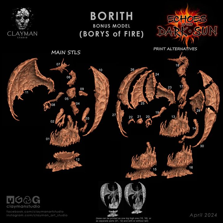 3D Printable Borith the Dragon by Clayman Studio