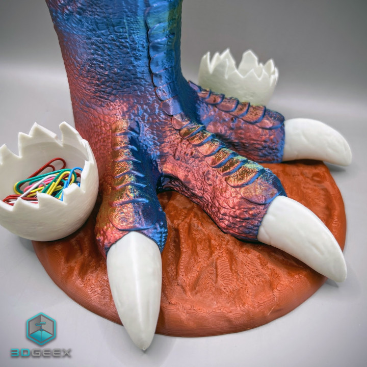 3D Printable T-Rex Desktop Organizer by 3DGeex