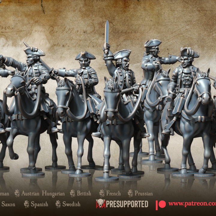 3D Printable SYW Mounted Infantry Officers by BattleCat Miniatures