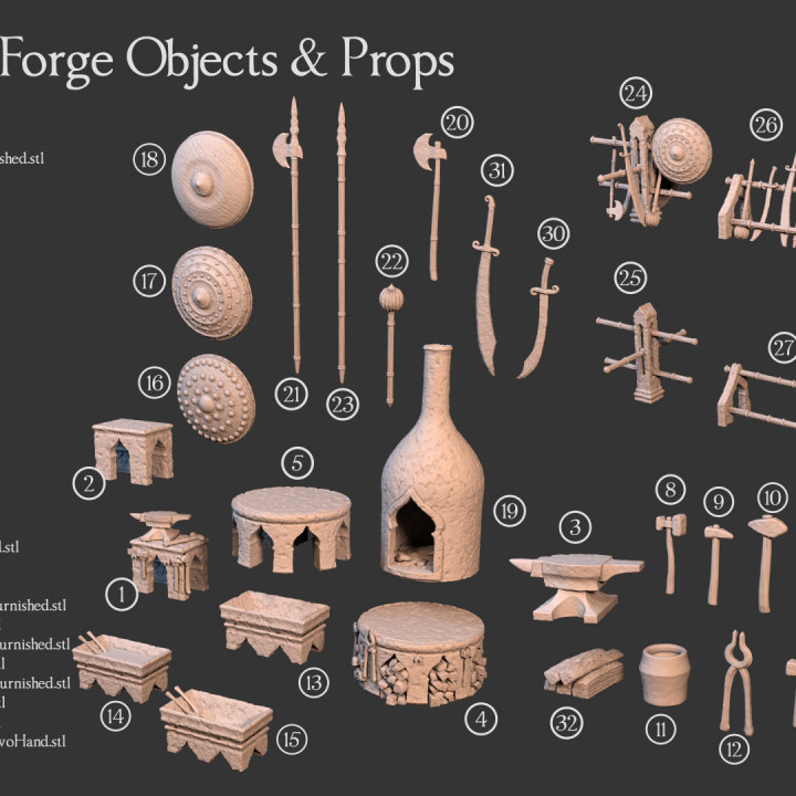3D Printable Bazaar Forge Objects & Props by Making Tlon