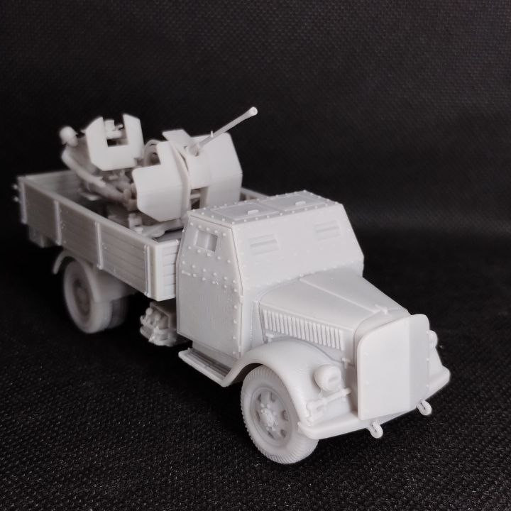 3D Printable Opel Blitz with FLAK38 20mm with armored cab (+15cm ...