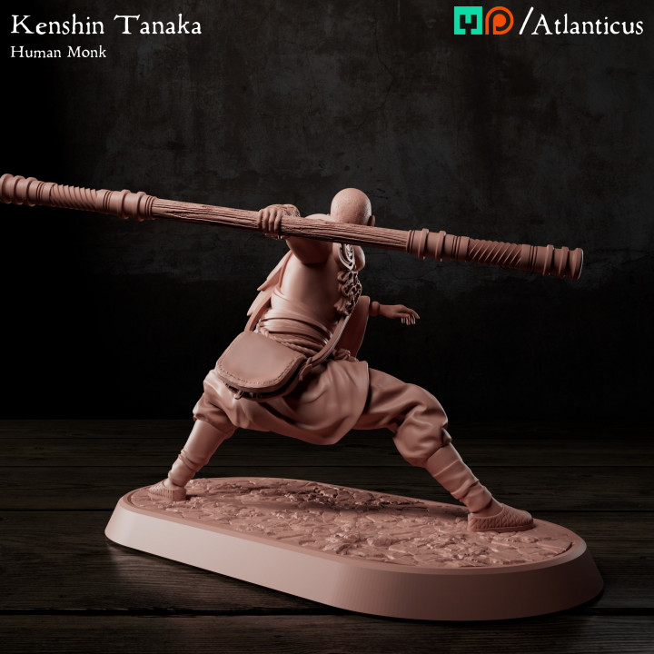 3D Printable Male Human Monk - Kenshin Tanaka - Staff Squarestance by ...