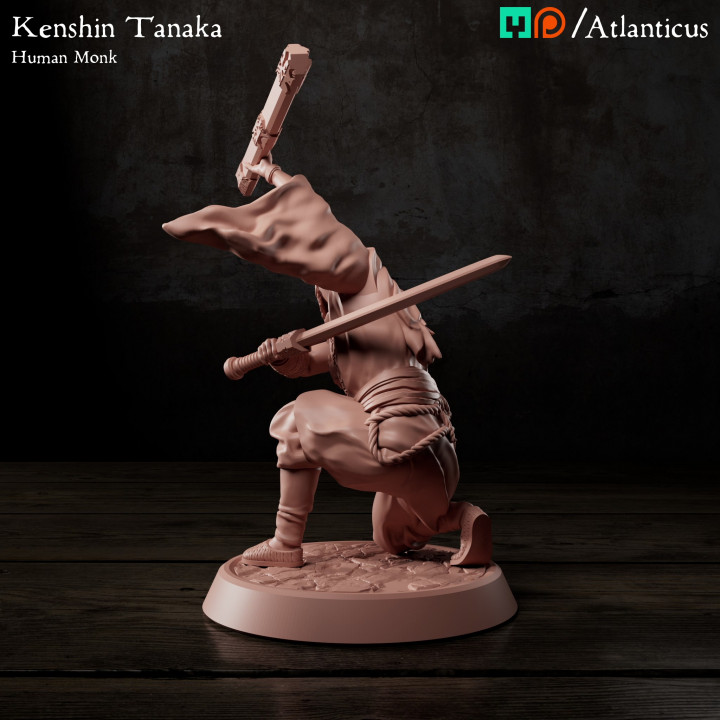 3D Printable Male Human Monk - Kenshin Tanaka - Sword Kneeling by ...