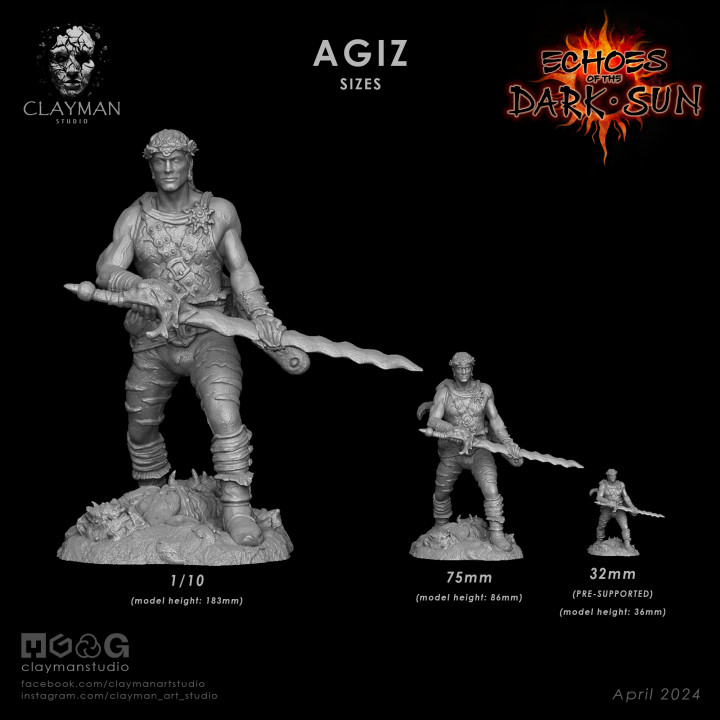 3D Printable Agiz - 32mm - 75mm - 1/10 by Clayman Studio