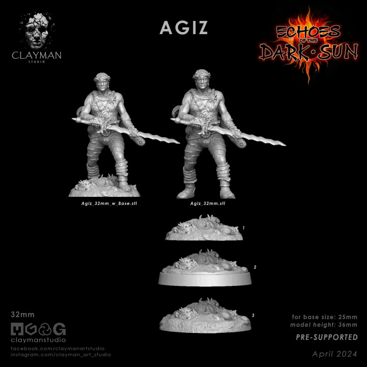 3D Printable Agiz - 32mm - 75mm - 1/10 by Clayman Studio