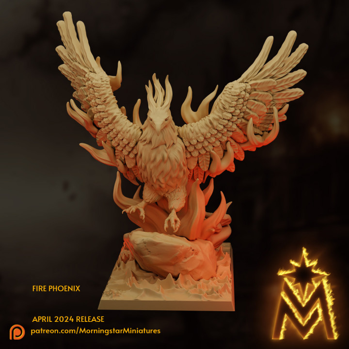 3D Printable Fire Phoenix | Presupported by Morningstar Miniatures