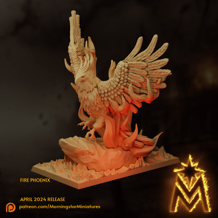 3D Printable Fire Phoenix | Presupported by Morningstar Miniatures