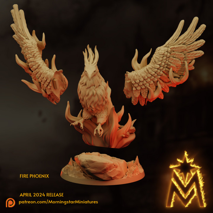 3D Printable Fire Phoenix | Presupported by Morningstar Miniatures