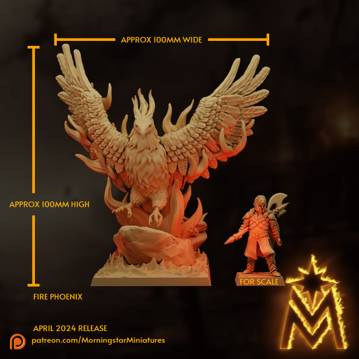 3D Printable Fire Phoenix | Presupported by Morningstar Miniatures