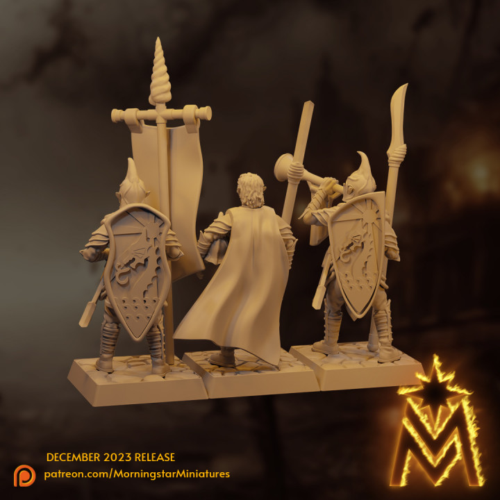 3D Printable High Elf Spearmen Command Group | 32mm Scale Presupported ...