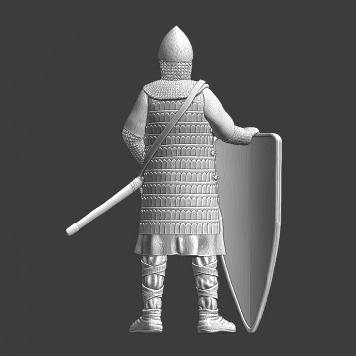3D Printable Medieval Guard - relaxed with large shield and sword by ...