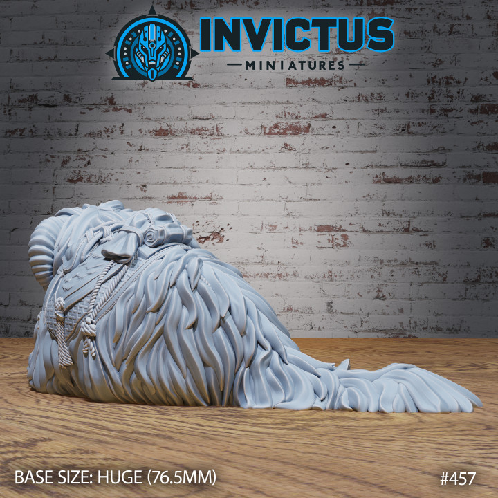 3D Printable Fluffy Beast Laying / Alien Snow Creature / Tusked Ice ...