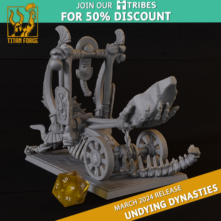 3D Printable Undying Dynasties Catapult by Titan Forge Miniatures